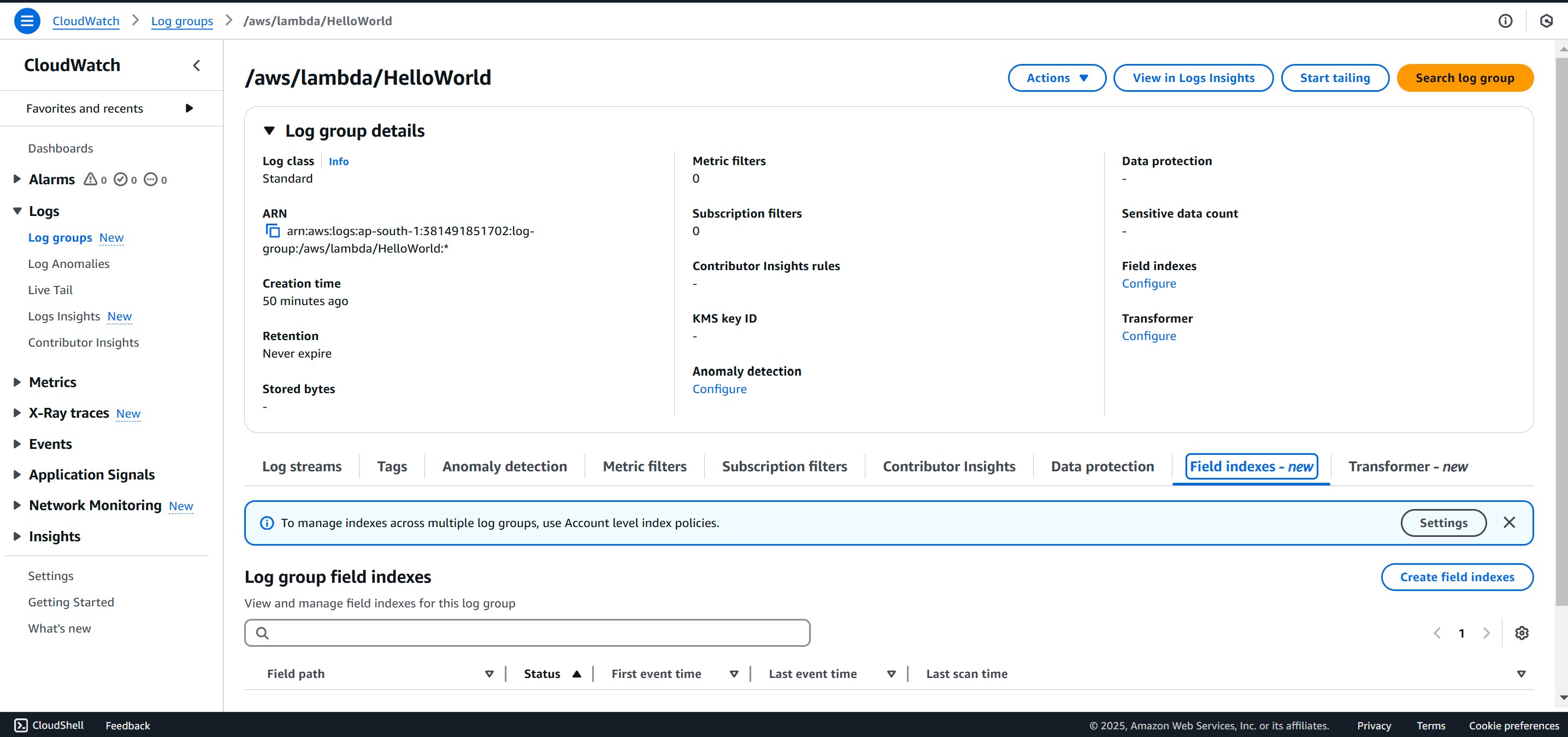 Hands-On: Implementing CloudWatch Log Insights Filter Index for Cost ...