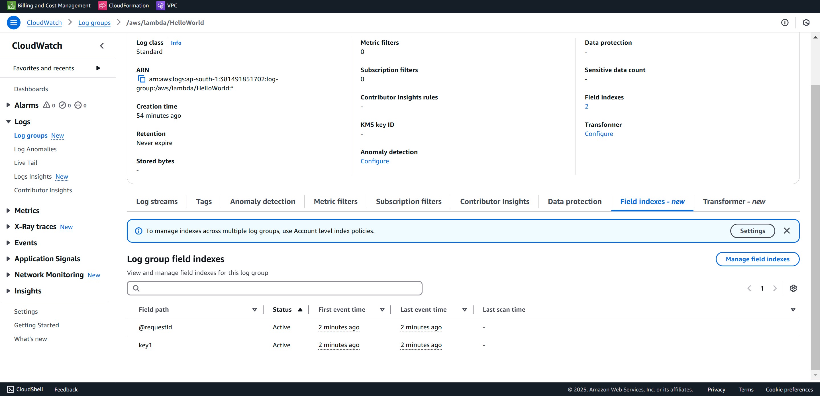 Hands-On: Implementing CloudWatch Log Insights Filter Index for Cost ...